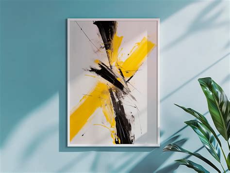 Yellow And Black Abstract Art Print Digital Download Etsy