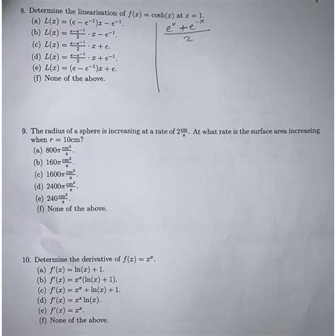 solved determine the linearisation of f x cosh x ﻿at