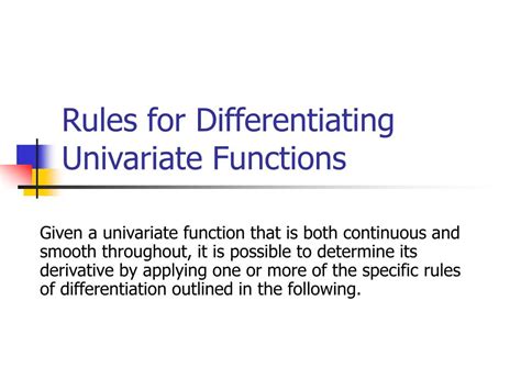 Ppt Rules For Differentiating Univariate Functions Powerpoint Presentation Id 3603844