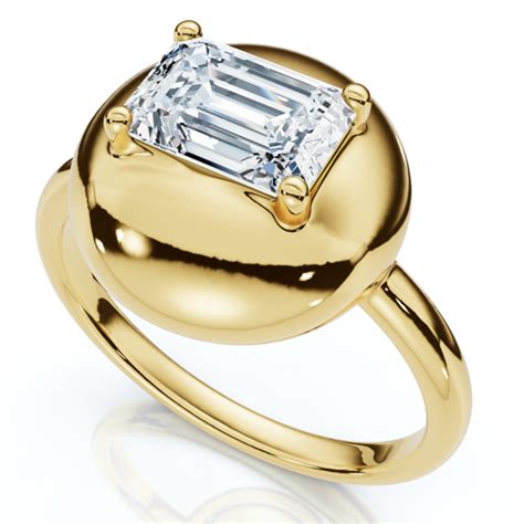 Pompeii 1ct Emerald Cut Solitaire Candy Button Diamond Ringlab Grown E