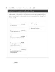 Exercise Documentation As Basis For Coding Health Data Course Hero