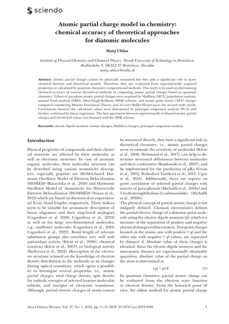 Pdf Atomic Partial Charge Model In Chemistry Chemical Accuracy Of