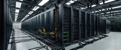 Premium Photo A Modern Server Farm Showcasing Advanced Technology And