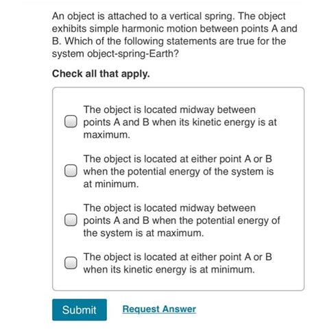 solved an object is attached to a vertical spring the