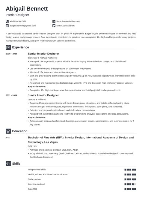 Interior Design Resume Examples And 25 Writing Tips