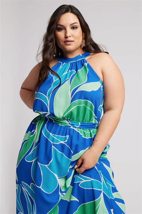 Yours London Plus Size Blue Abstract Print Maxi Dress Yours Clothing
