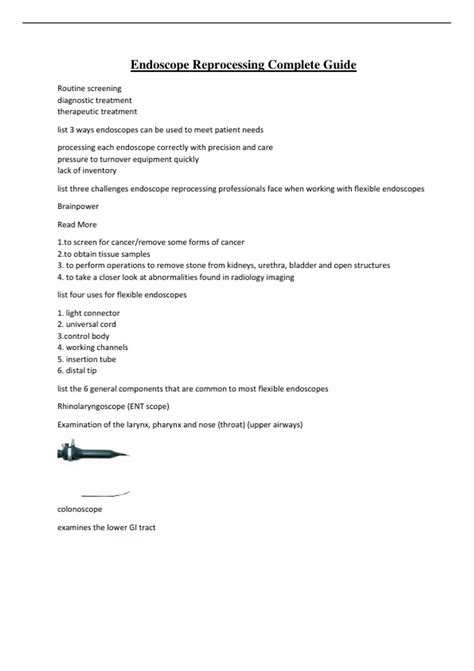 Endoscope Reprocessing Complete Guide Endoscope Reprocessing Complete