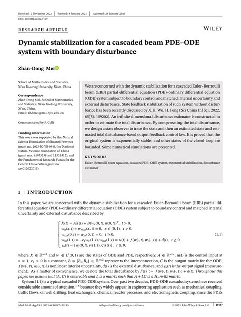 Dynamic Stabilization For A Cascaded Beam PDEODE System With Boundary Disturbance Request PDF