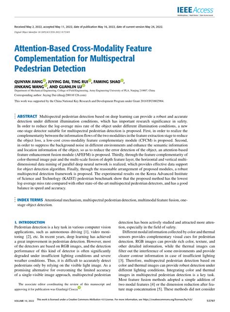 Pdf Attention Based Cross Modality Feature Complementation For Multispectral Pedestrian Detection