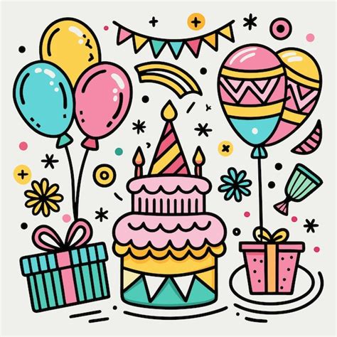 Premium Vector Colorful Birthday Celebration Clipart