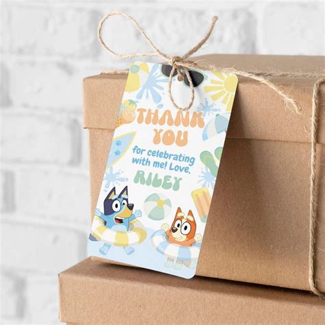 Editable Bluey And Bingo Pool Party Thank You Tag Instant Download