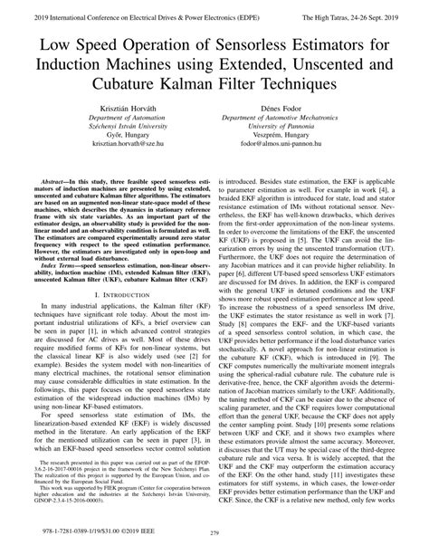 Pdf Low Speed Operation Of Sensorless Estimators For Induction Machines Using Extended