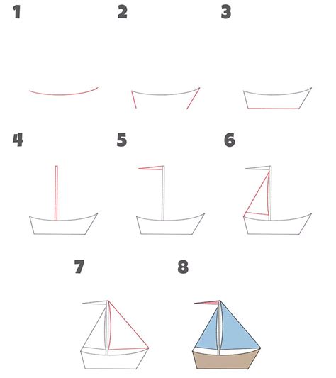 آموزش مرحله به مرحله نقاشی قایق ساده
