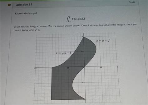 solved question 15 express the integral 1 5 d as an iterated