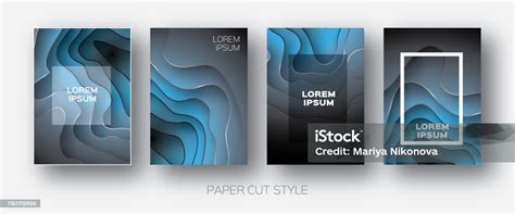 종이 컷 웨이브 모양 비즈니스 프리 젠 테이 션 전단지 포스터에 대 한 계층화 된 곡선 종이 접기 디자인 4 세로 배너의