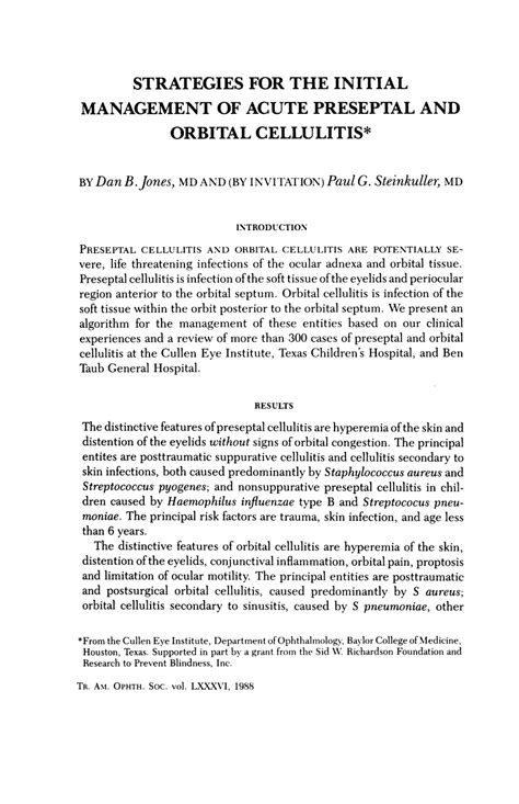 Strategies For The Initial Management Of Acute Preseptal And Orbital Cellulitis Pmc