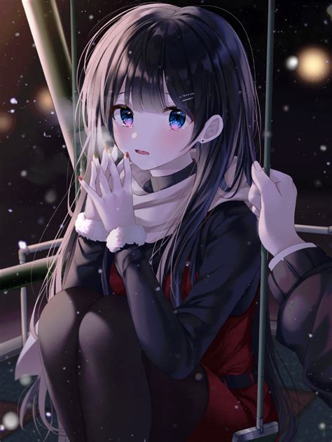 Sfondi Myowa Anime Girls Pov Capelli Scuri Occhi Blu Lacrime