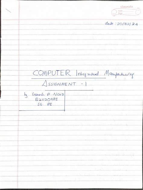 Cim Assignment 1 Soln Pdf