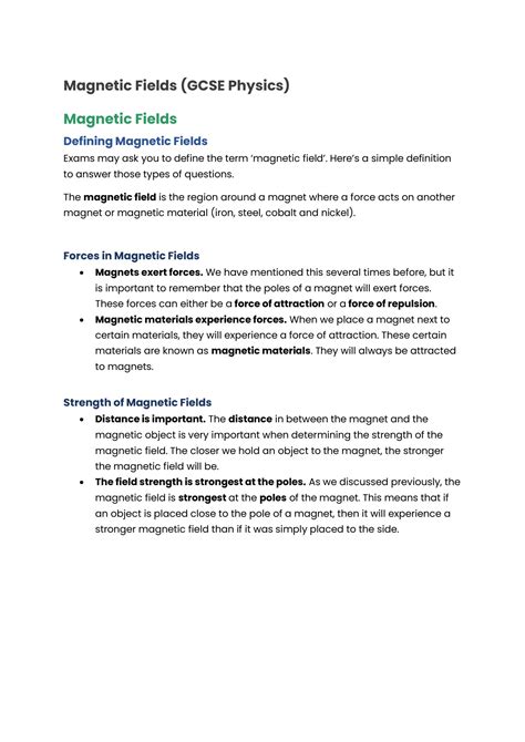 SOLUTION Pearson Igcse Physics Notes Magnetism Electromagnetism Magnetic Fields Studypool