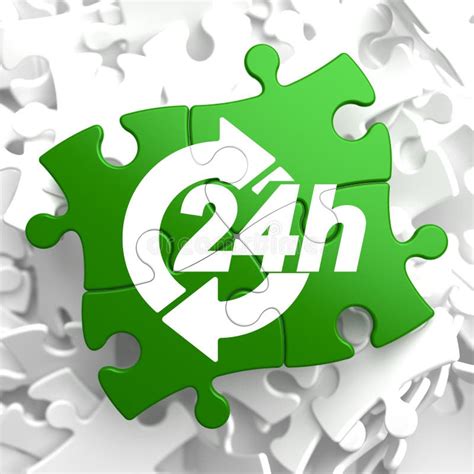 Service 24h Icon On Green Puzzle Stock Illustration Illustration Of