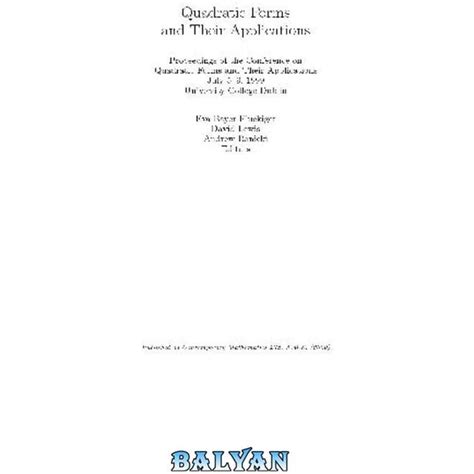 خرید و قیمت دانلود کتاب Quadratic Forms And Their Applications ترب