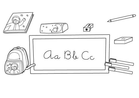 Ausmalbild Schulmaterial