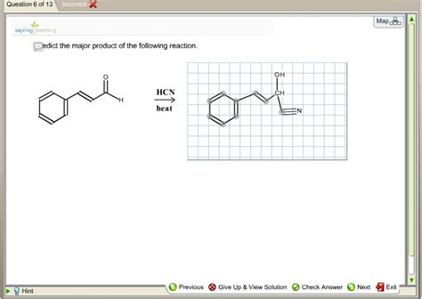 solved question 6 of 13 map a pling dict the major product