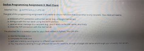 Socket Programming Assignment 3 Mail Client Attached
