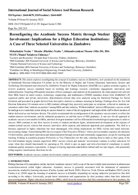Pdf Reconfiguring The Academic Success Matrix Through Student