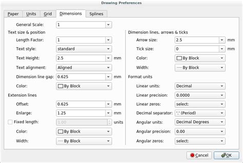 Drawing Preferences LibreCAD X Y Documentation