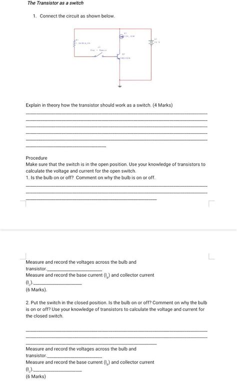 The Transistor As A Switch 1 Connect The Circuit As Chegg Com