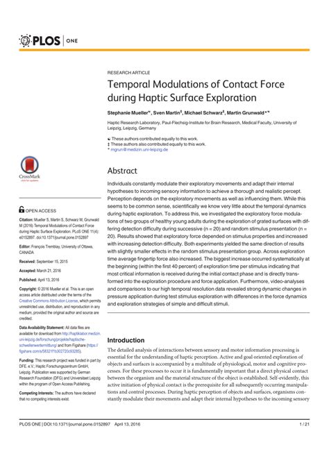 pdf temporal modulations of contact force during haptic surface