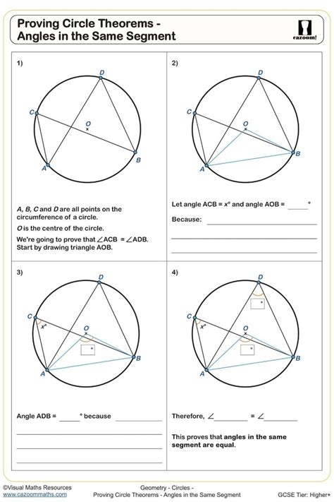 Proving Circle Theorems Angles In The Same Segment Circle Theorems