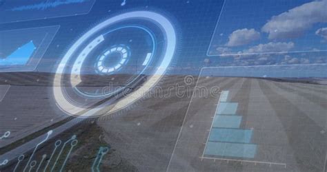 Futuristic Data Interface Animation Over Aerial View Of Desert Landscape Stock Video Video Of
