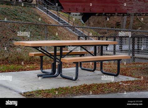 ADA Wheelchair Accessible Picnic Table With Concrete Surface Stock Photo Alamy