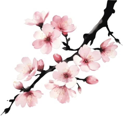 Calming Sumi E Cherry Blossom Silhouette Art 49953603 Png