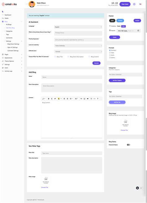 cmslooks laravel cms with openai powered blog news and magazines