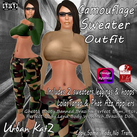 Second Life Marketplace Camouflage Sweater Outfit