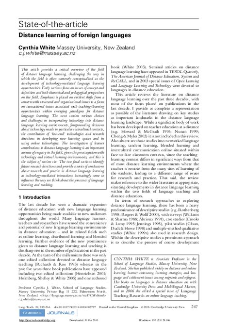 pdf distance learning of foreign languages