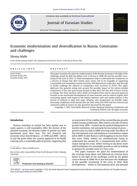 full article economic modernisation and diversification in russia