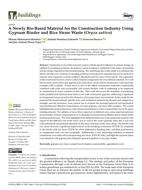 A Newly Bio Based Material For The Construction In 1 Pdf Plaster Concrete