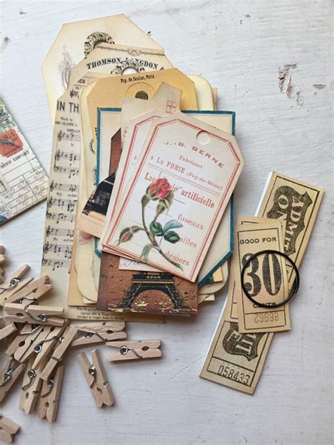 Antique Ephemera Pack Vintage Style Tickets Labels Clothespins Etsy