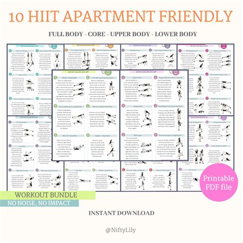 Hiit Workout Bundle Apartment Friendly Bodyweight Exercises Pdf Etsy