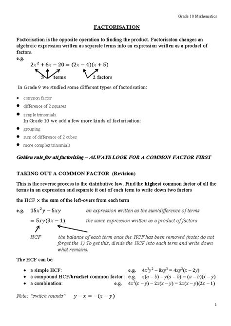 Factorization Factorisation Factorisation Is The Opposite Operation