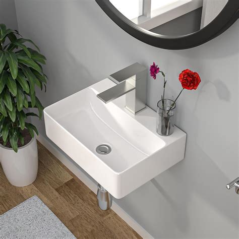 Kichae Floating Bathroom Sink Wall Mounted Rectangle Vessel Sink 14