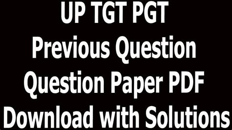 UP TGT PGT Previous Year Question Paper With Solutions Archives SscLatestNews Com
