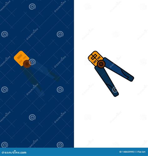 Plier Building Construction Crimping Tool Work Icons Flat And Line Filled Icon Set Vector