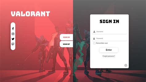 The Sign In Screen For Valorant