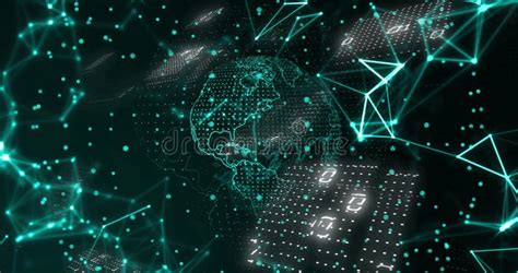Binary Code And Digital Network Connections Image Over Abstract Globe