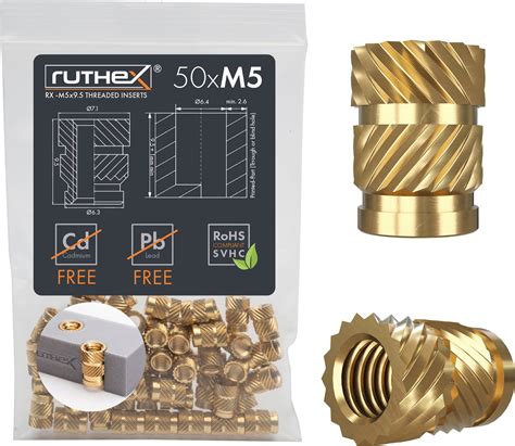 Ruthex Threaded Inserts M5 50 Pieces 3djake Ireland
